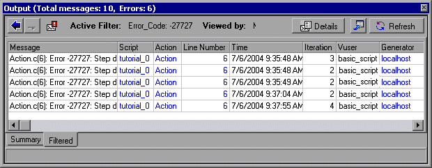 Loadrunner Load Test Log Information And Error Messages